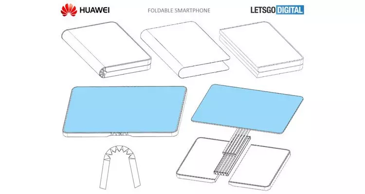 Huawei üstünlikli döredilen we katlanır smartphone patentli 10436_3