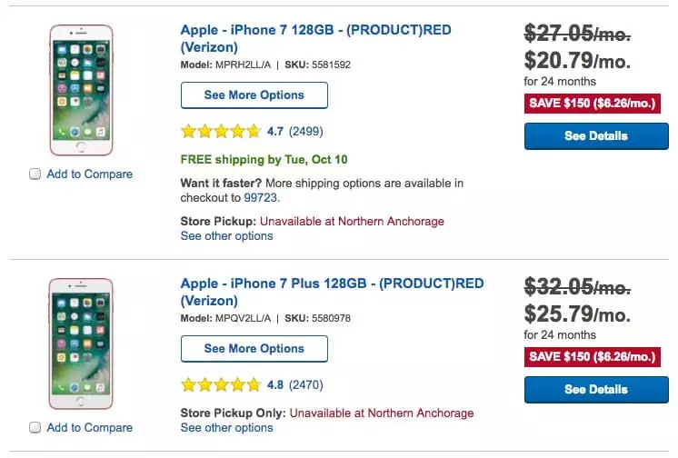 iPhone 7 နှင့် iPhone 7 Plus ကိုအနီရောင်ဖြင့်ရောင်းချခြင်းသည်အထူးလျှော့စျေးဖြင့်ရောင်းချခဲ့သည် 11171_3