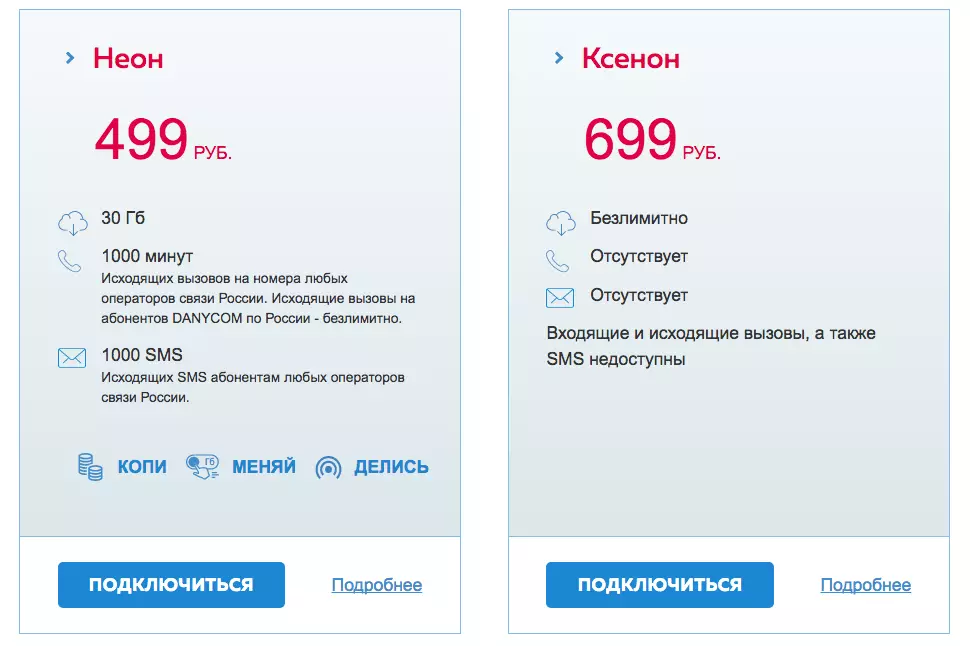 Danycom celleoperatør opptjent i Russland, og foreslo de mest gunstige tariffene, inkludert full ubegrenset 13238_3