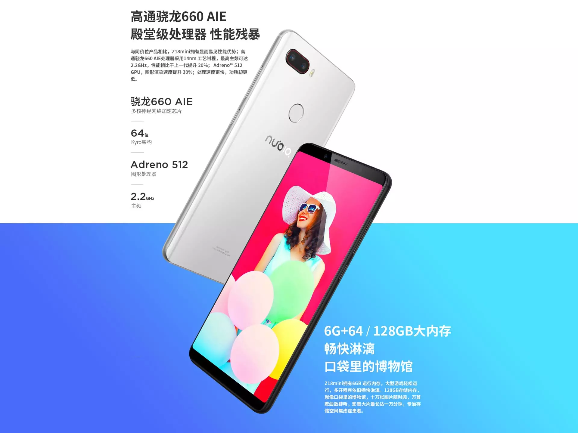 Itangazo nubia z18 mini: Kamera ebyiri, gutunganya bikomeye nibiciro bihendutse 14535_1