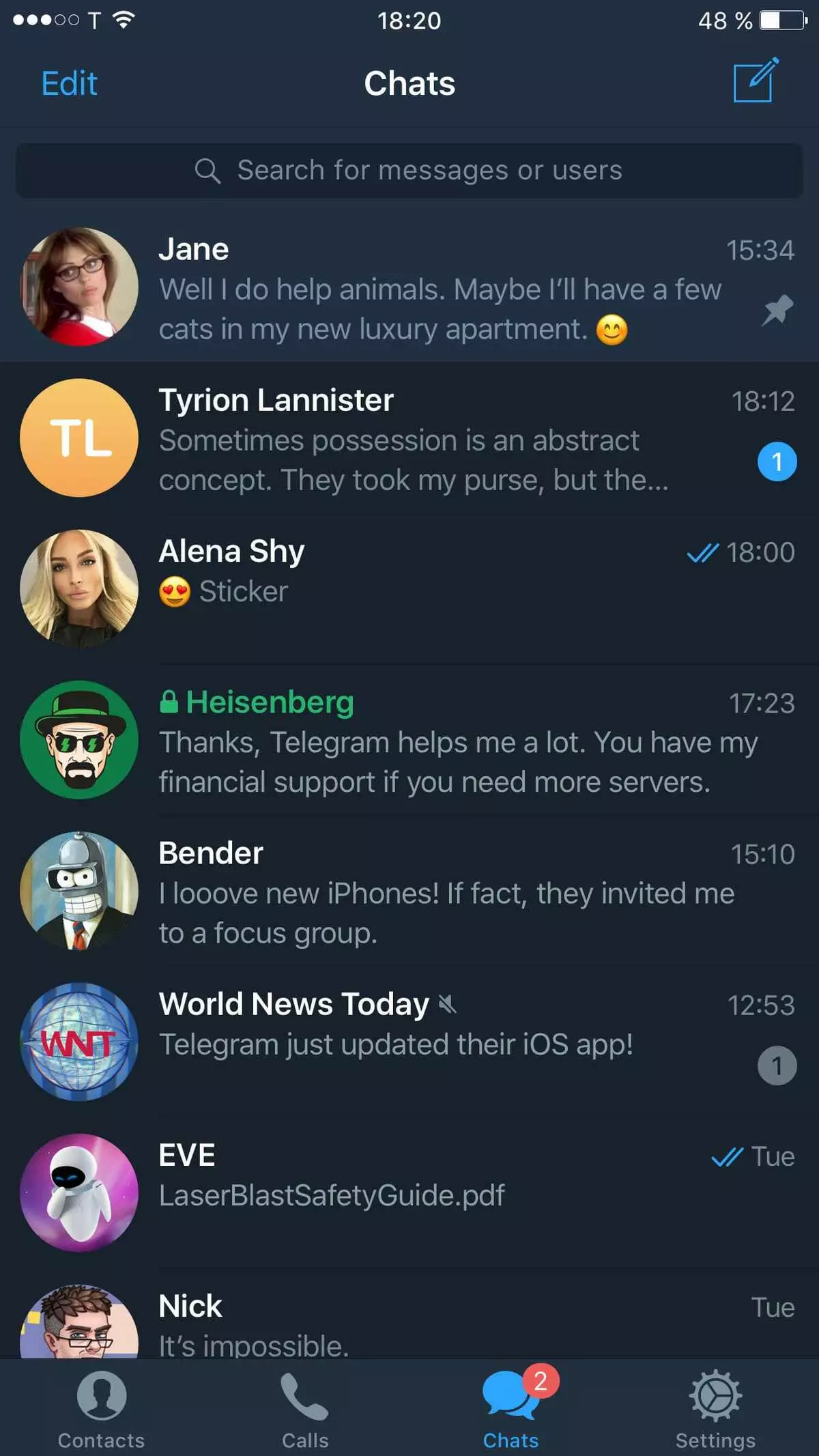 Telegram x jẹ alabara tuntun pẹlu akọle dudu ti apẹrẹ ati awọn aye miiran. 14712_1