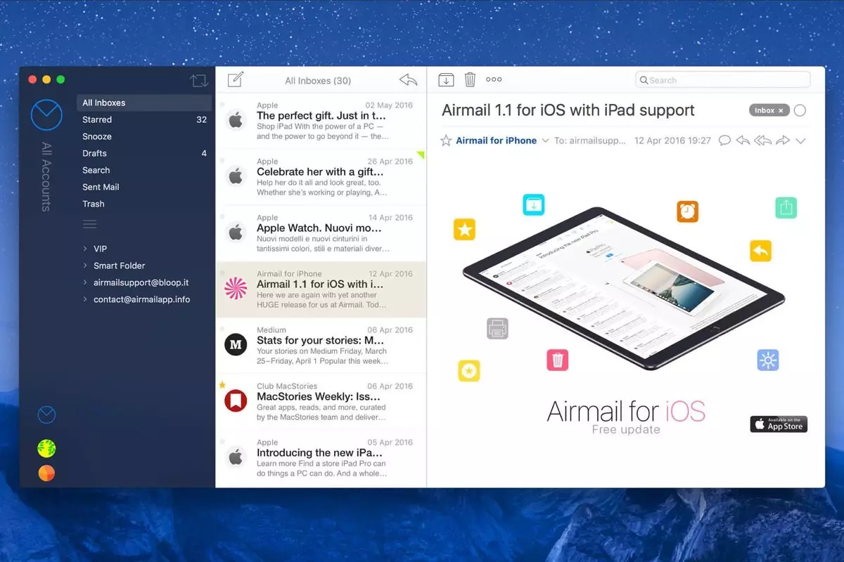 Airmail 3.0 email client release for Mac OS X