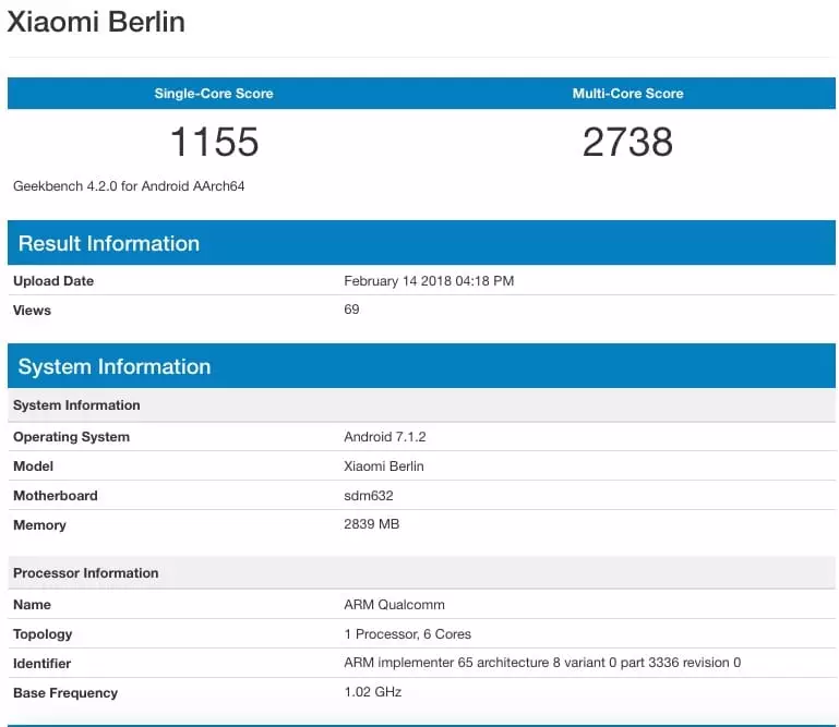 Xiaomi Berlin - uus odav nutitelefon Snapdragon 632 protsessor 14984_2