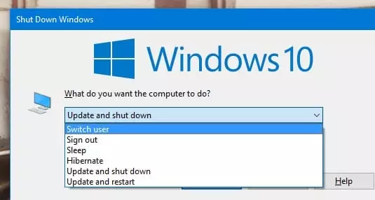 Ausschalten de Computer op Windows 10 ouni Updates ze installéieren ass et onméiglech 15525_2