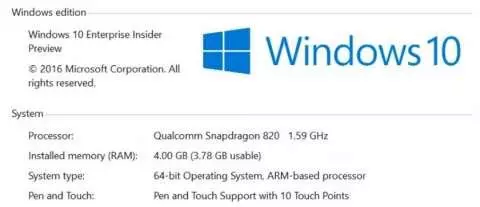 Windows 10 Qualckm Arm
