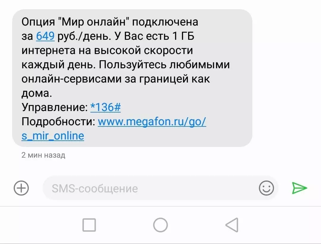 セルラーオペレーターメガフォンは加入者に強制的に接続されています649ルーブルのための有料サービス 24876_3