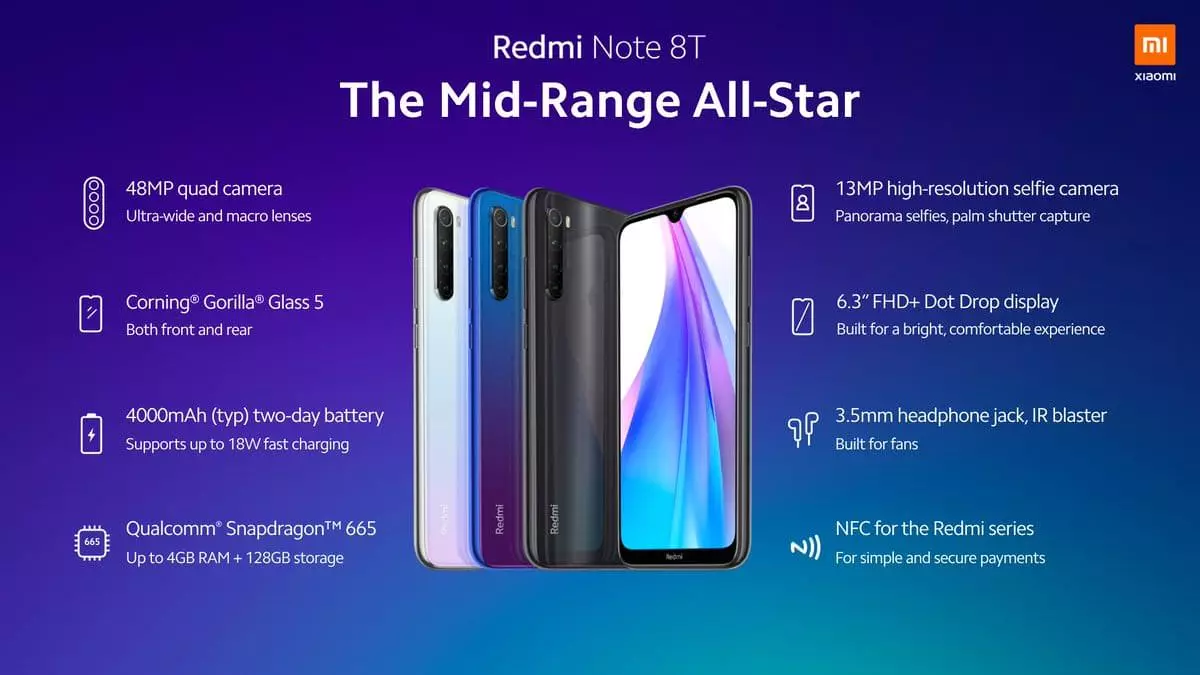 Trình bày Xiaomi Redmi Note 8T: Năm camera, thiết kế thời trang và NFC 24901_3