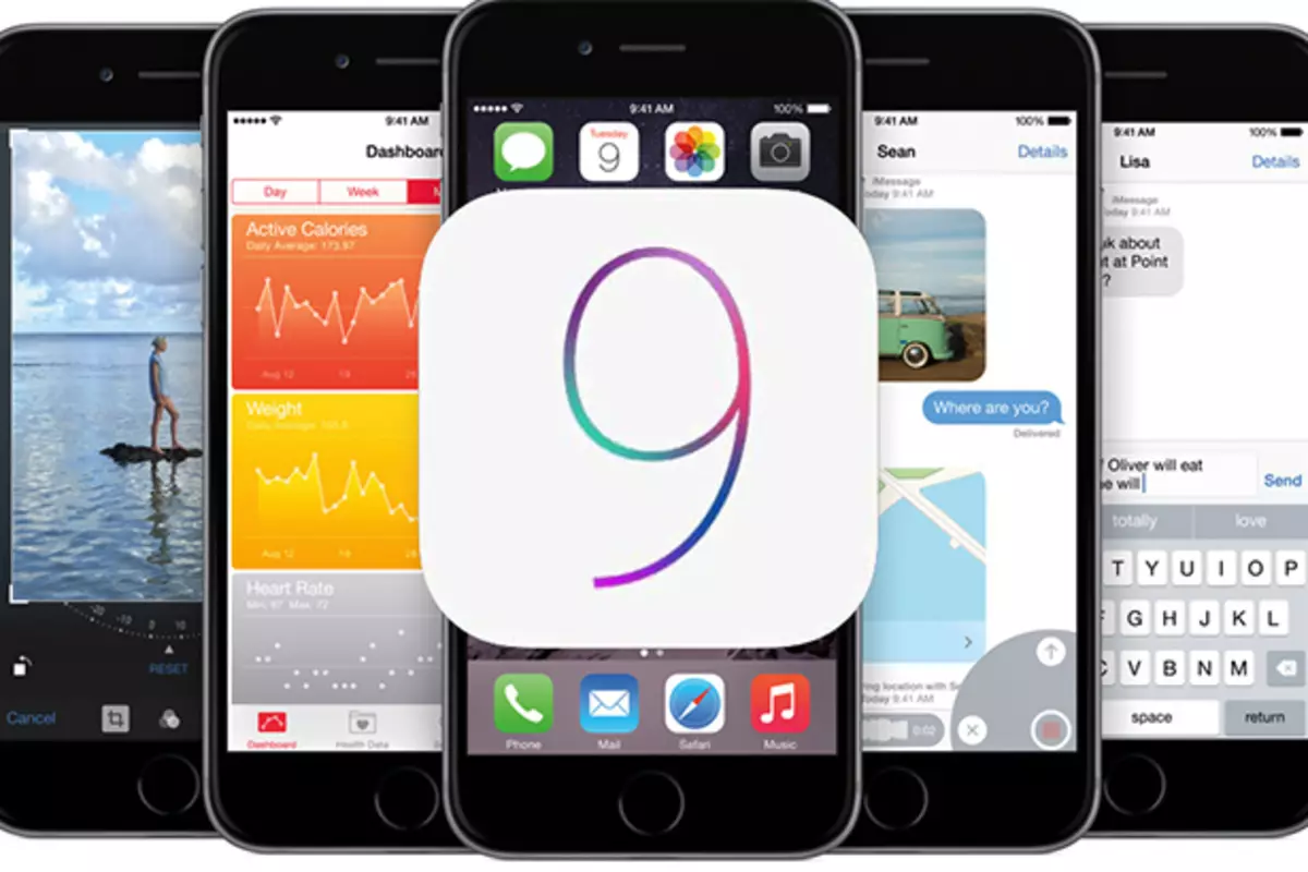 iPhone 6 nyob rau hauv iOS no 9 zes hauv lub cim