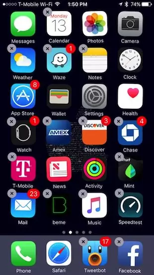 IOS 10 app fjarlægja