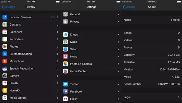 Dark Mode iOS 10