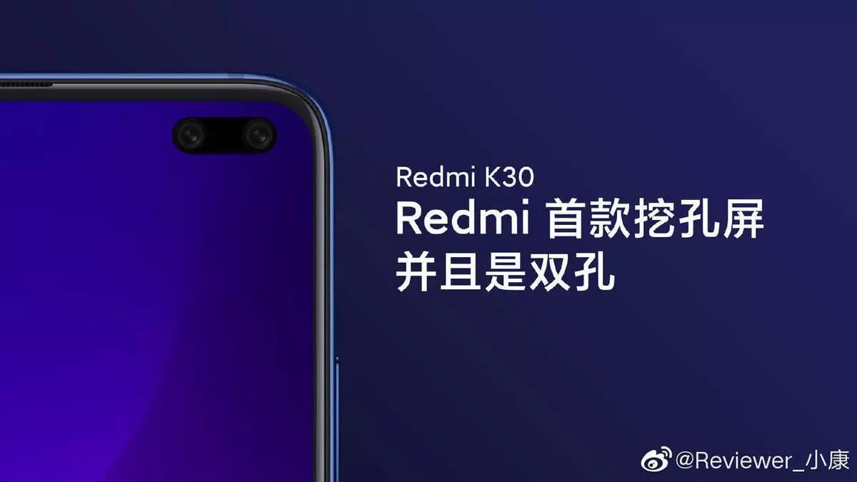 Xiaomi Redmi K30 está representado con soporte 5G, unha gran batería e buraco na pantalla. 30112_2