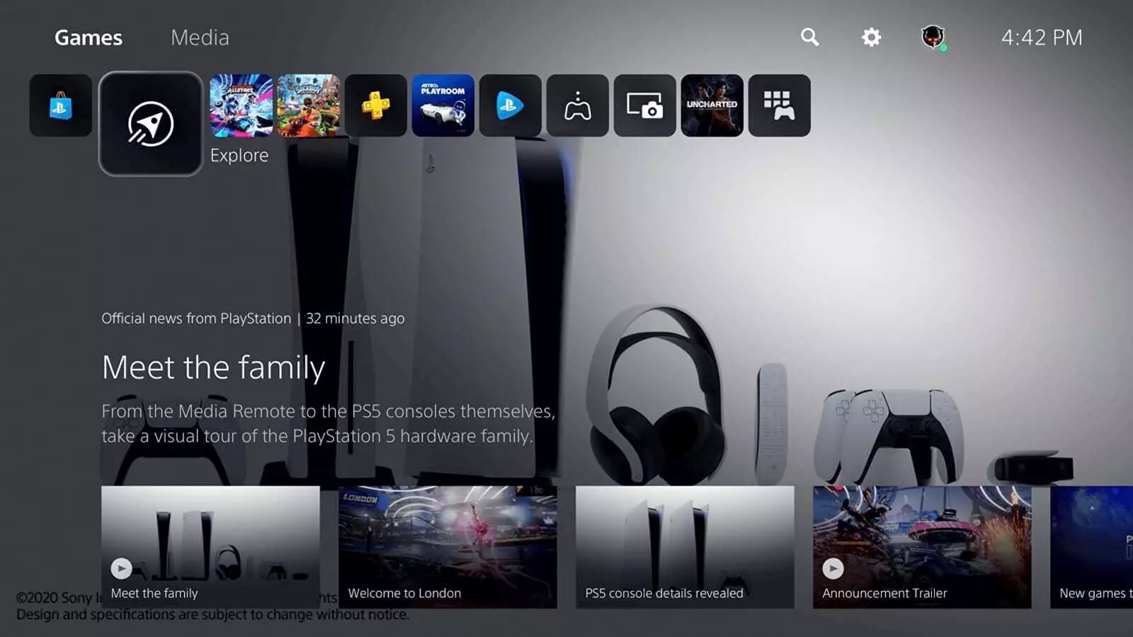 Ipinakilala ni Sony ang Playstation 5 interface 32744_4