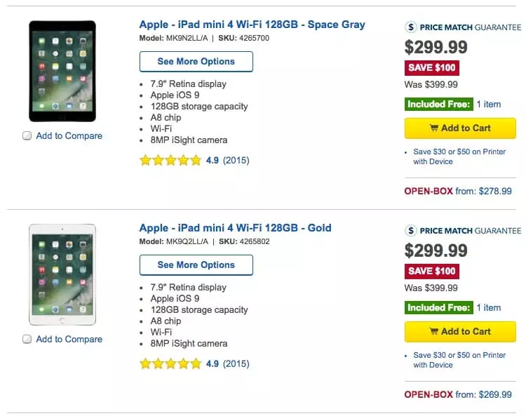 iPad Mini 4, jossa 128 Gt pysyvää muisti tilapäisesti myydä penniäkään 3282_2