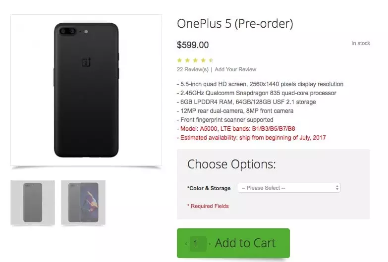 OnePlus 5 ஒரு ஆரம்ப வரிசையை உருவாக்க - 