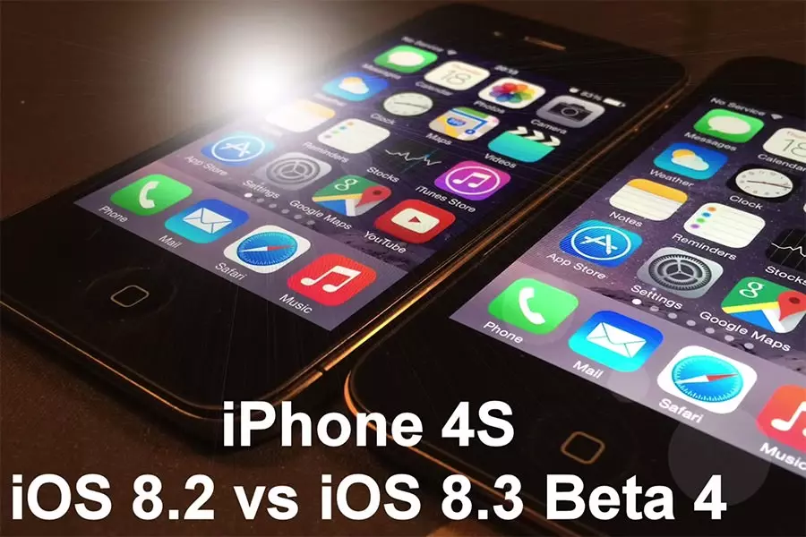 Perbandingan kacepetan iPhone 4S lan iPhone 5 ing iOS 8.2 lan iOS 8.3 Beta 4