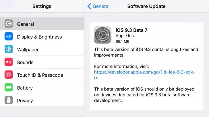 iOS 9,3 beta 7 1