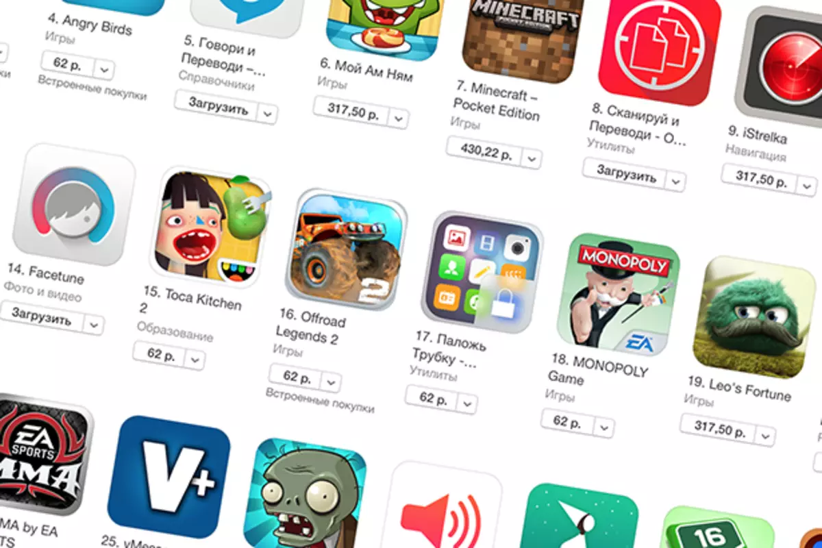 Pryse vir programme en speletjies in die Russiese App Store twee keer verhoog