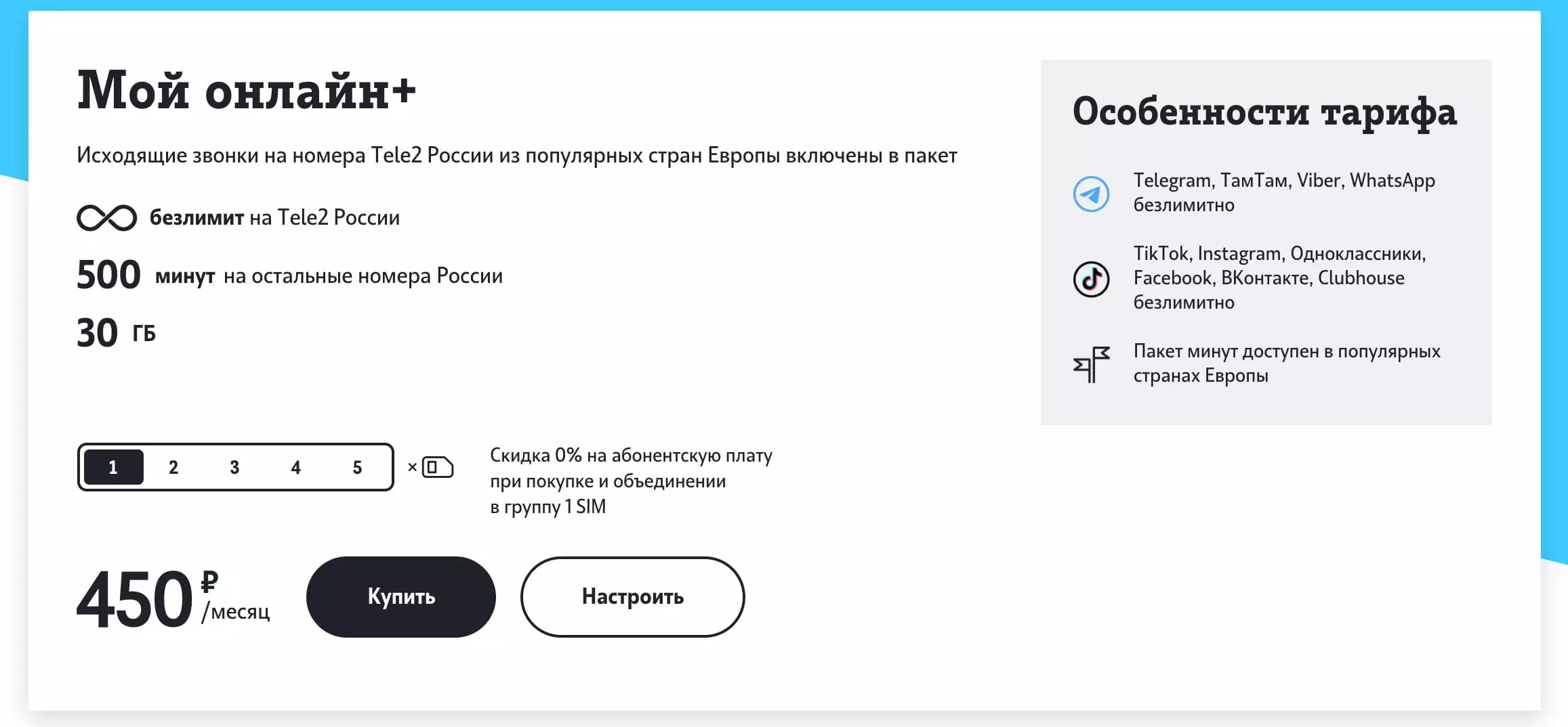 Nhà điều hành di động Tele2 đã phát động một gói thuế quan mới với giá rất thấp. 40070_2