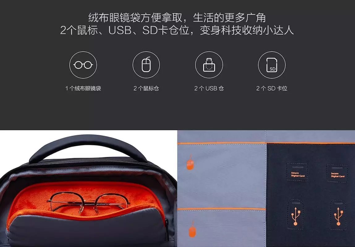Xiaomi Mi Geek 숄더백 - 수자원 보호가있는 노트북 용 보호 된 배낭 사용 가능 40107_4