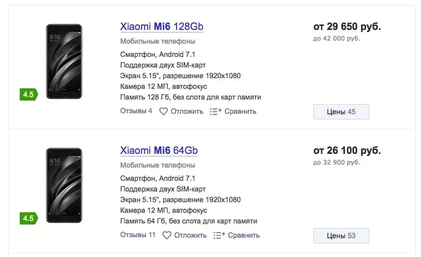 旗艦Xiaomi MI6はロシアの価格で倒れました 5126_2