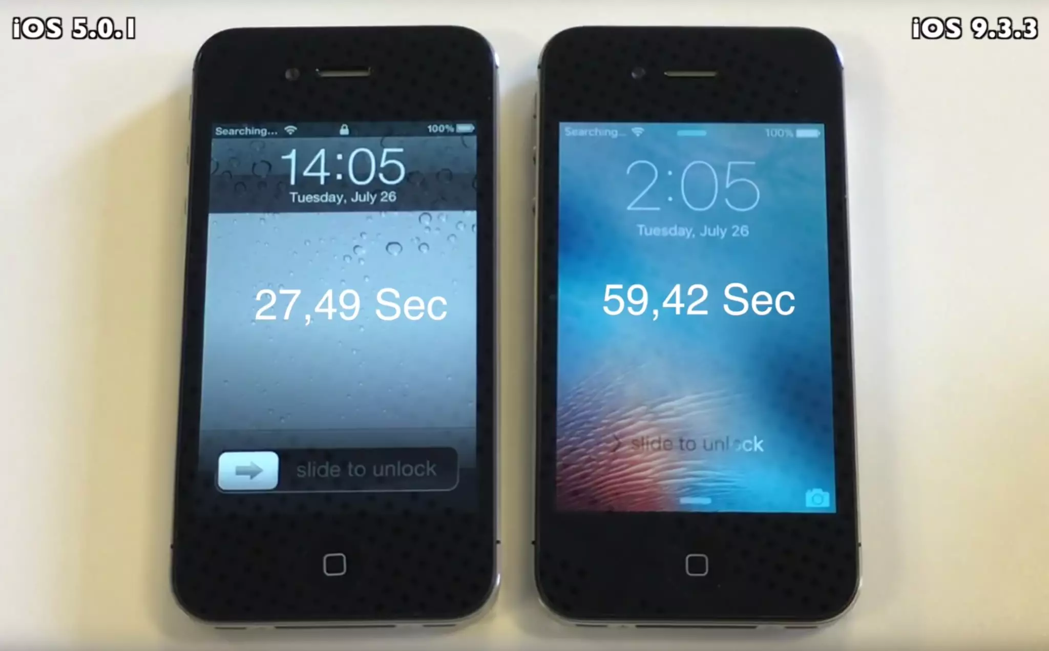 Apple iPhone 4S iOS 5.0.1 iOS 9.3.3 vs 2