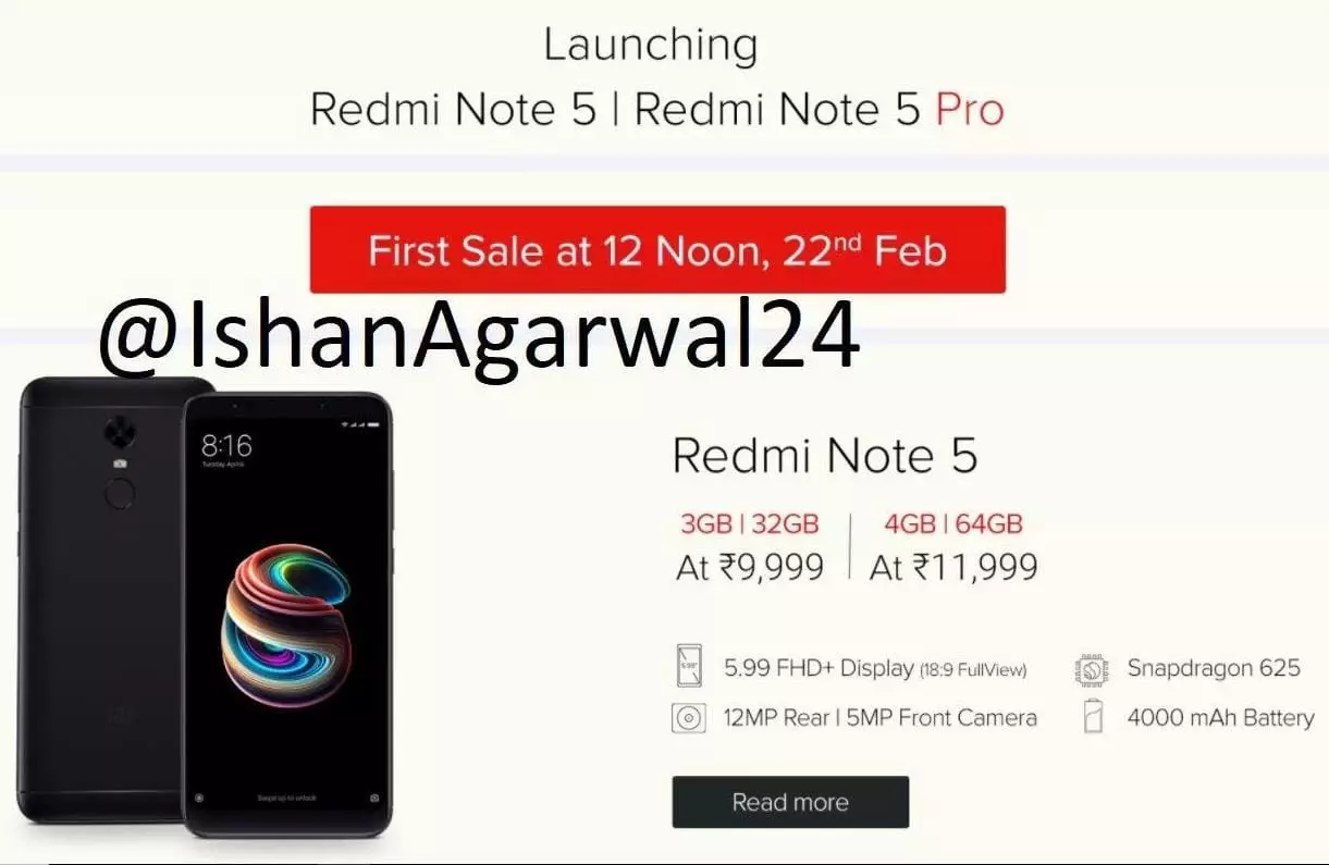 Xiaomi Redmi નોટ માટે વર્તમાન ભાવ 5 અને જાહેરાતની પૂર્વસંધ્યા પર રેડમી નોંધ 5 પ્રો 7718_2