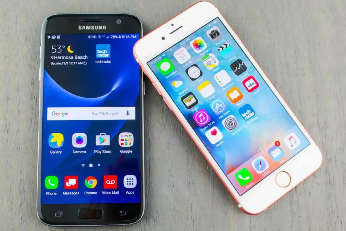 Ciri-ciri perisian Samsung Galaxy S7, yang tidak mencukupi dalam epal iphone 6s