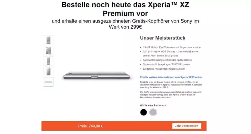 Spoločnosť Sony začala užívať predobjednávky na prémiu Xperia XZ, otvorenie nákladov a dátumu začiatku predaja 9362_3